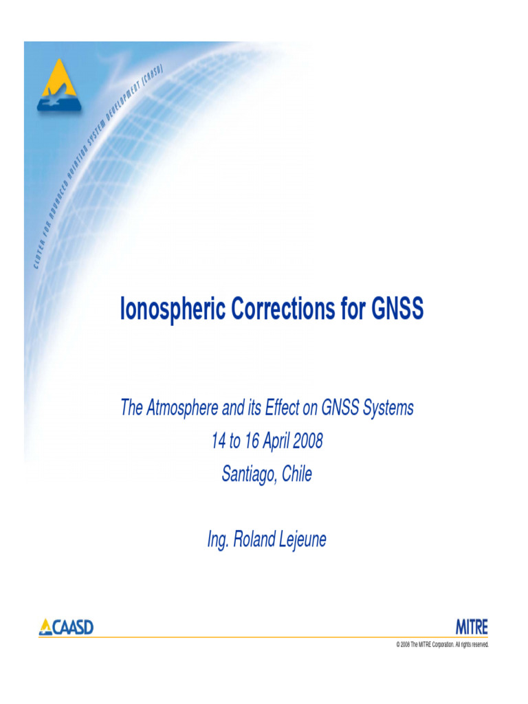 Ionospheric Corrections for Gnss | PDF | Ionosphere | Global Positioning System