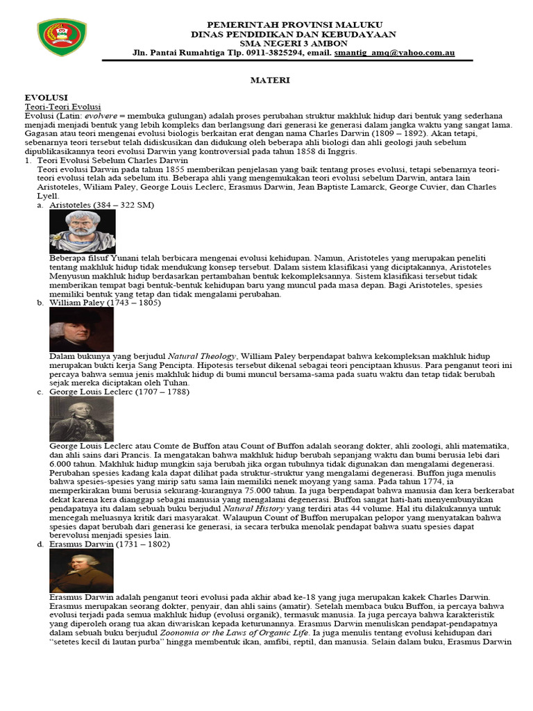 Teori Evolusi Sebelum Darwin | PDF
