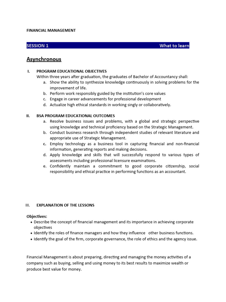 Financial Management Essentials | PDF | Balance Sheet | Expense