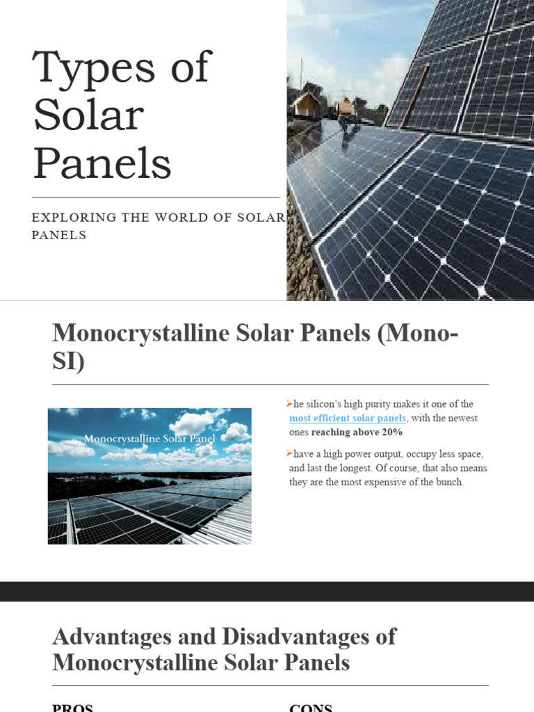 Solar Panel Types for Buyers | PDF | Photovoltaics | Thin Film Solar Cell