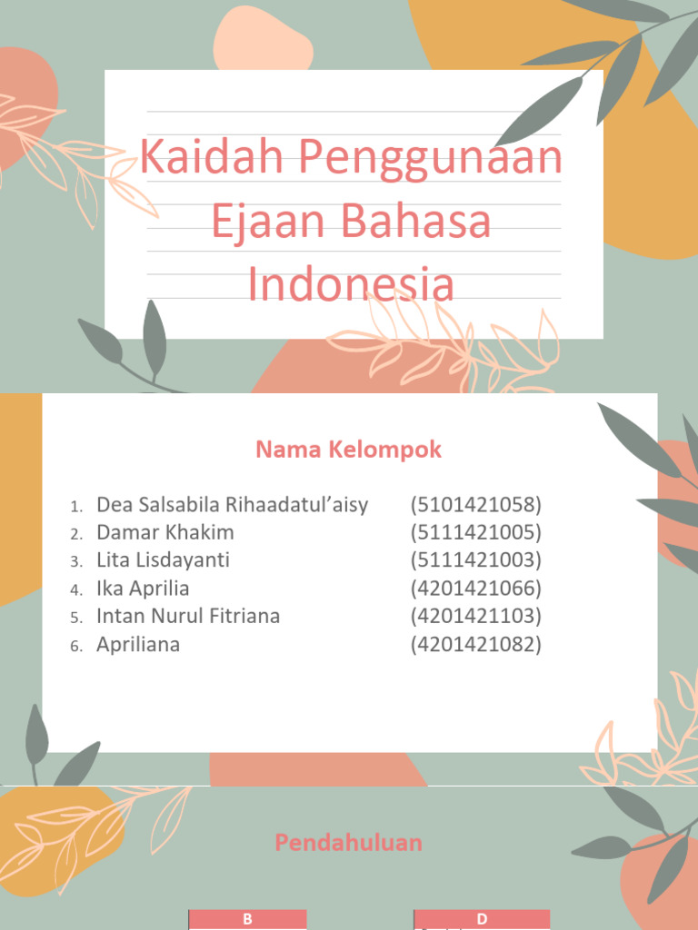 Kelompok 8 - Materi Kaidah Penggunaan Ejaan Bahasa Indonesia | PDF