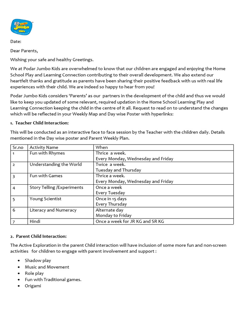 Parent Circular On Changes From Session 4 Onwards | PDF | Behavioural Sciences | Behavior ...