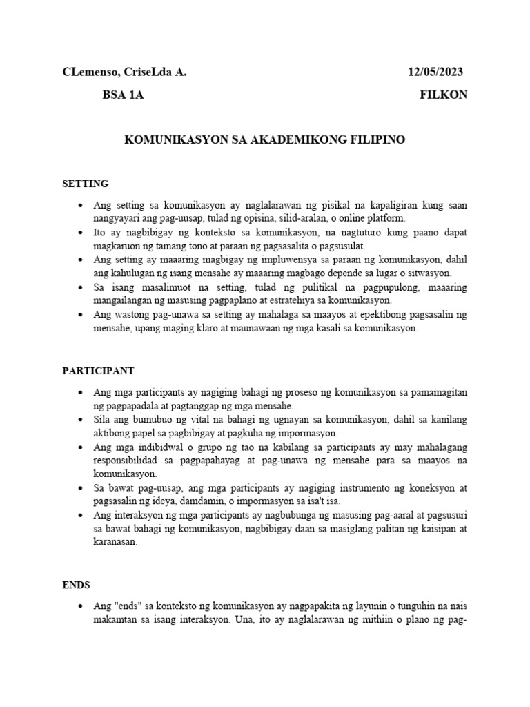 Komunikasyon Sa Akademikong Filipino | PDF