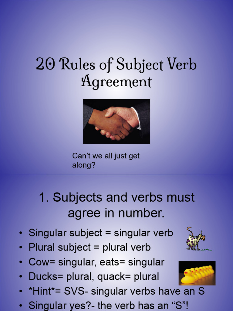 Subject Verb Agreement | PDF | Verb | Grammatical Number