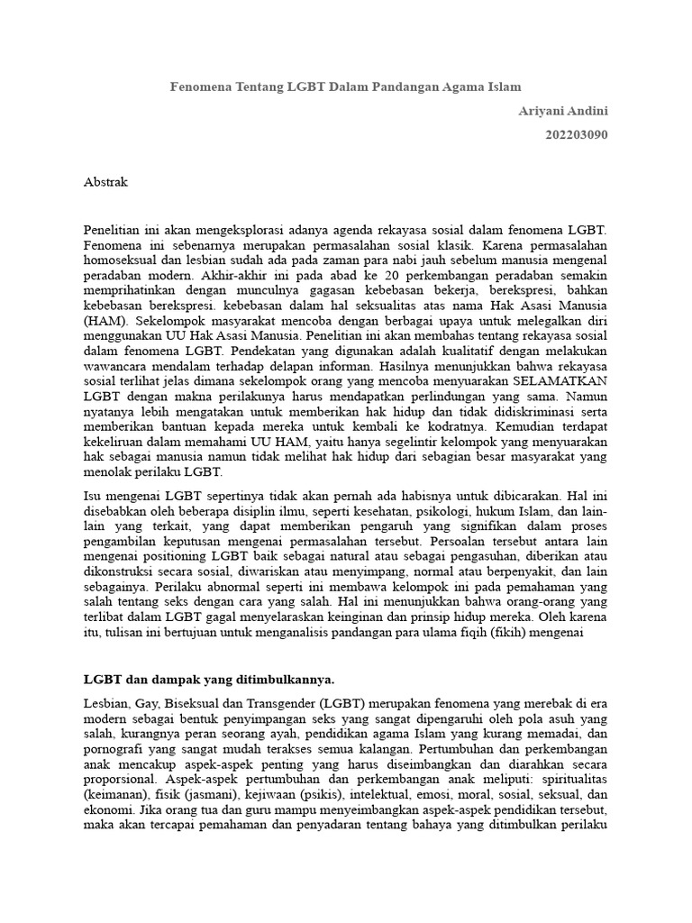 Fenomena Tentang LGBT Dalam Pandangan Agama Islam | PDF