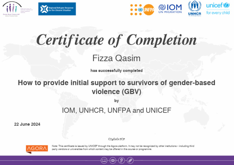 GBV Initial Support E-Learning - Certificate of Completion | PDF