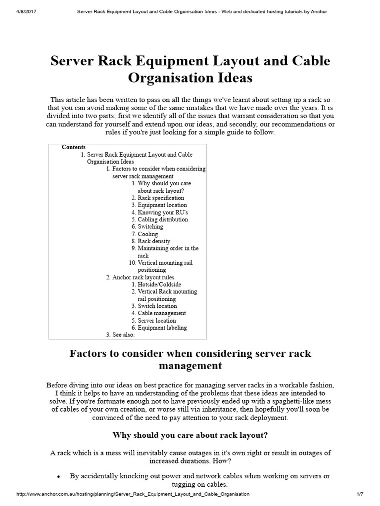 Server Rack Equipment Layout and Cable Organisation Ideas - Web and ...
