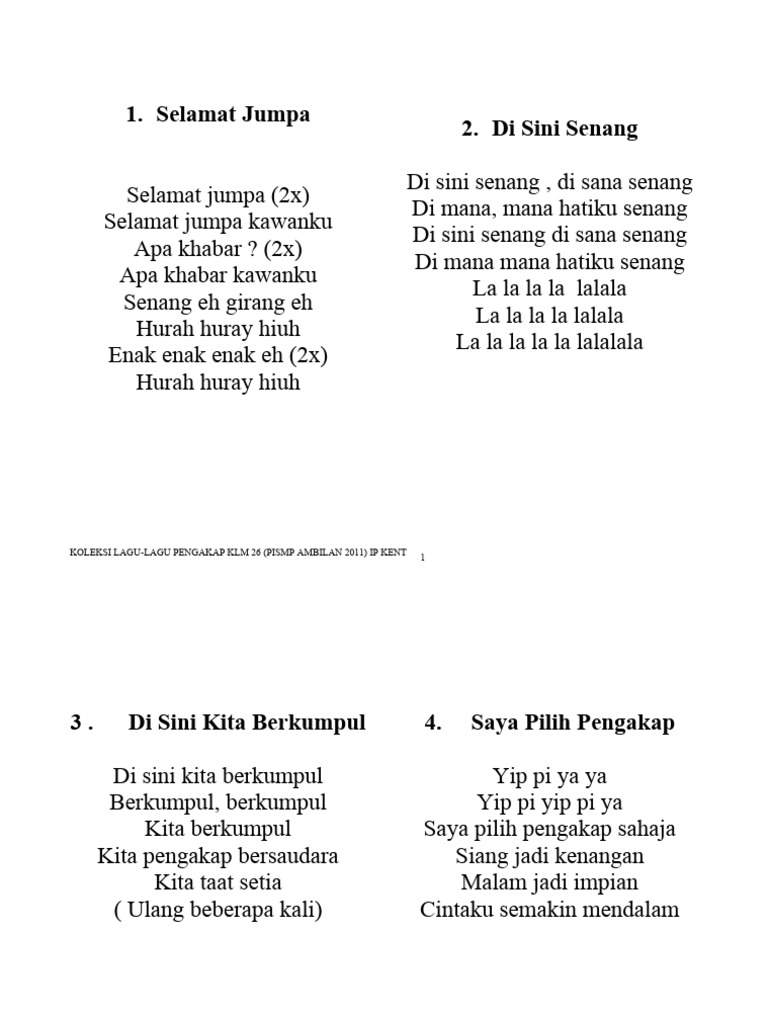 Koleksi Lagu Lagu Pengakap | PDF