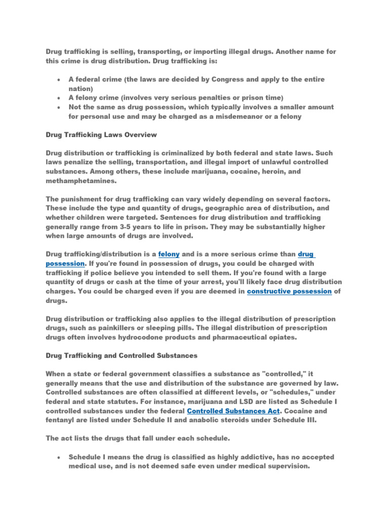 Drug Trafficking is Selling | PDF | Illegal Drug Trade | Controlled ...