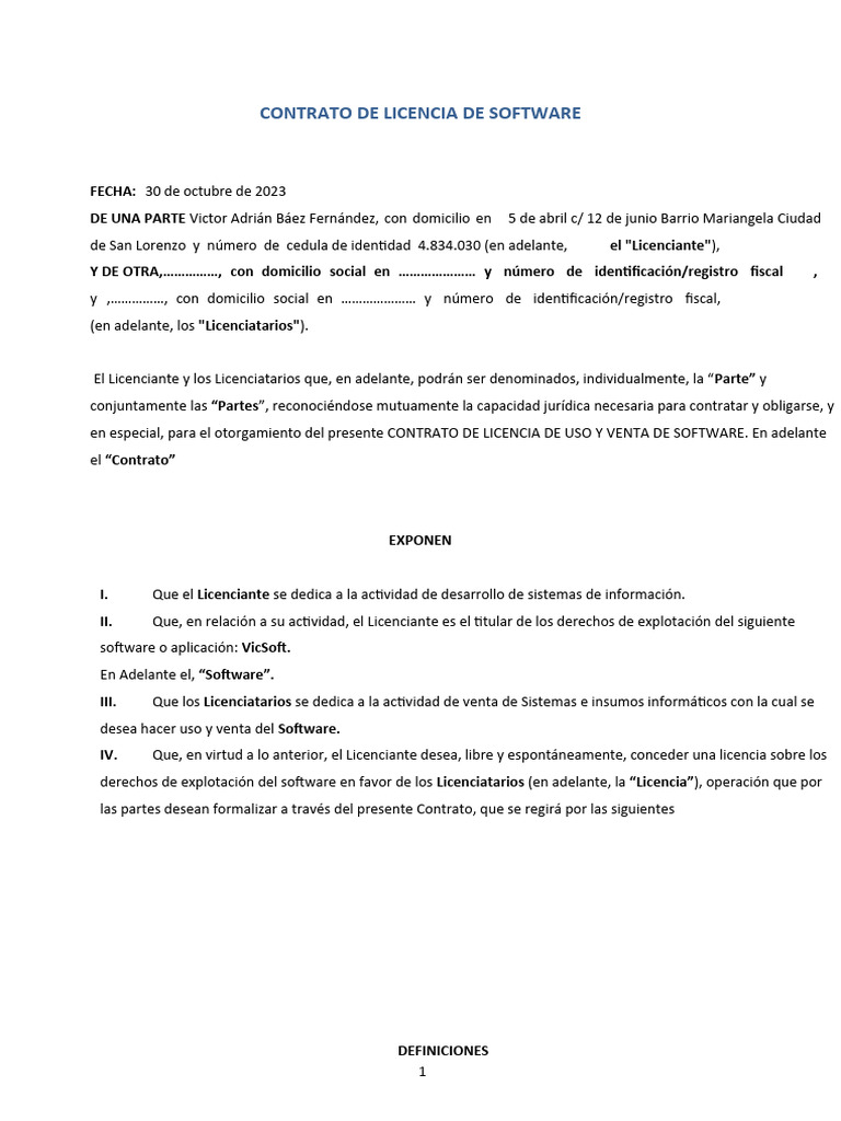 Modelo Contrato Software | PDF | Software | Programa de computadora
