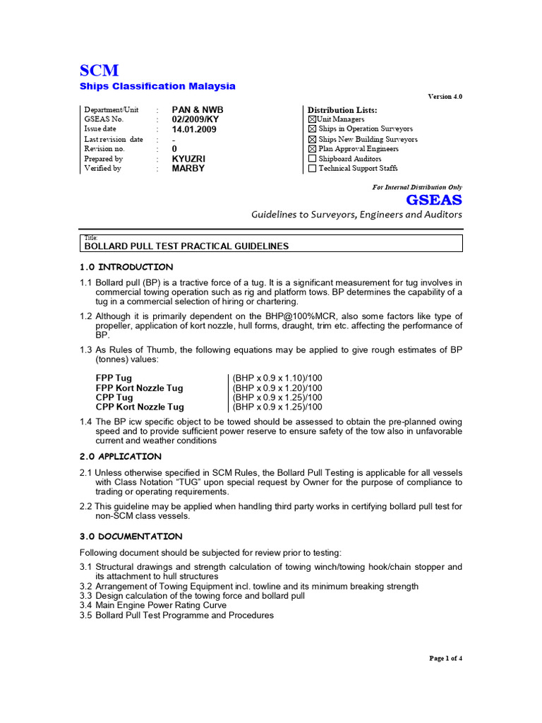 Bollard Pull Test Practical Guidelines - 2009 | PDF | Tugboat | Ships Bollard Pull Test Practical Guidelines - 2009 | PDF | Tugboat | Ships
