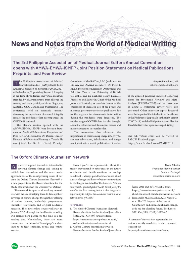 News and Notes From The World of Medical Writing | PDF | Systematic ...