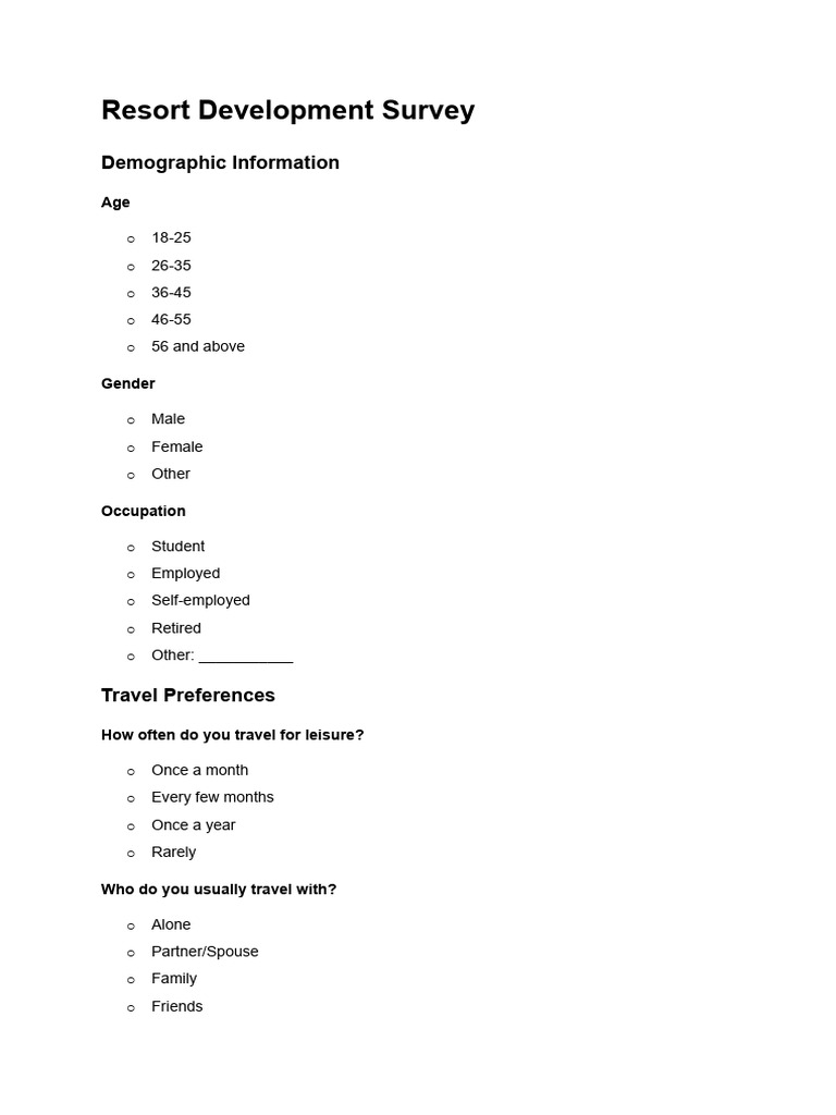 Resort Development Survey | PDF | Resort