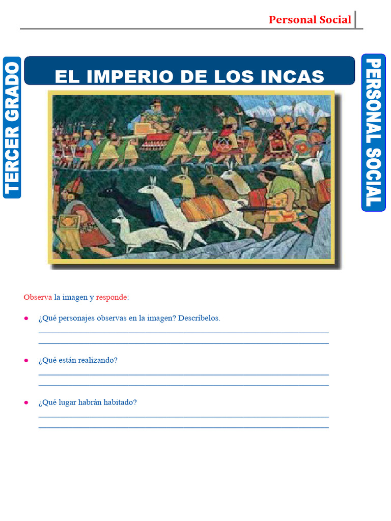 El Imperio de Los Incas para Tercer Grado de Primaria | PDF | Imperio Inca | América del Sur