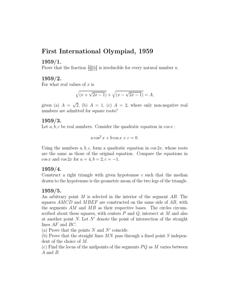 Putnam Imo | PDF | Circle | Triangle