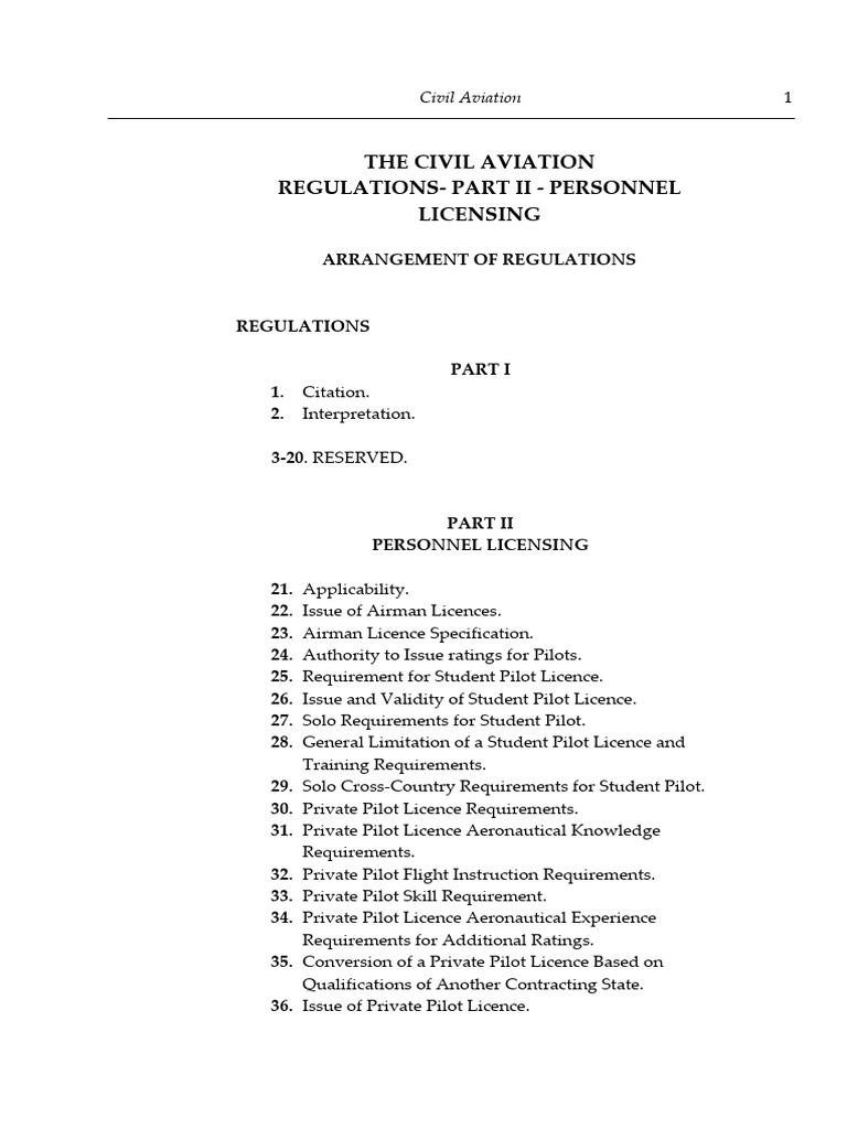 Civil Aviation Regulations - Part II (Personnel Licensing) | PDF ...
