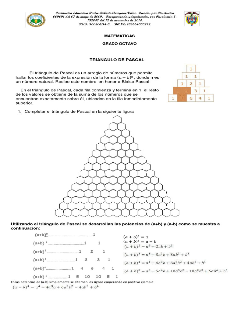 Triangulo de Pascal | PDF | Combinatoria | Matemáticas