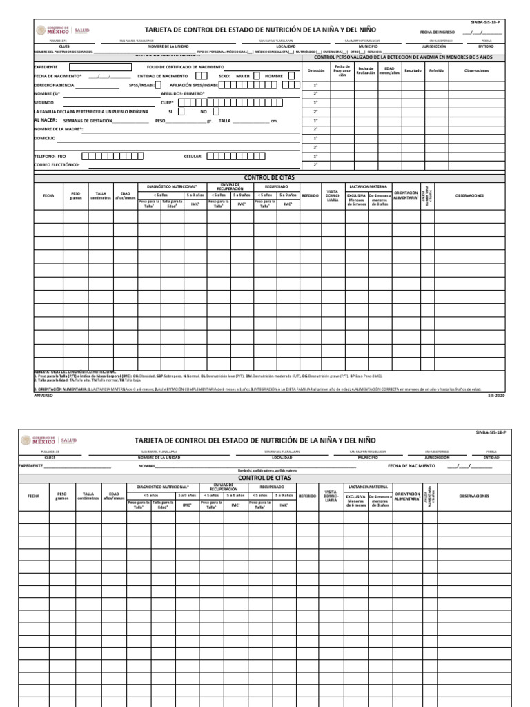 Sinba Tarjeta de Control Del Niño Sano | PDF