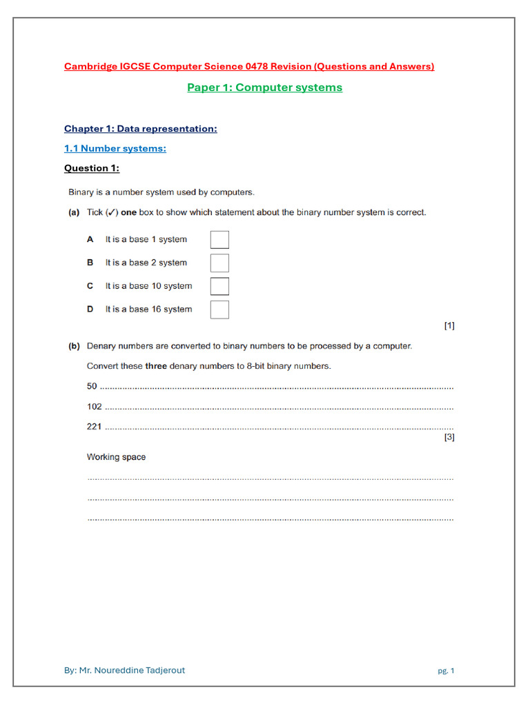 Cambridge IGCSE Computer Science 0478 Revision | PDF | Games & Activities Cambridge IGCSE Computer Science 0478 Revision | PDF | Games & Activities