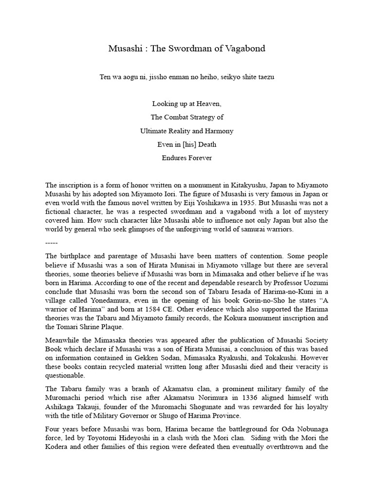 Musashi The Swordman of Vagabond | PDF | Feudal Japan | Japanese Nobility