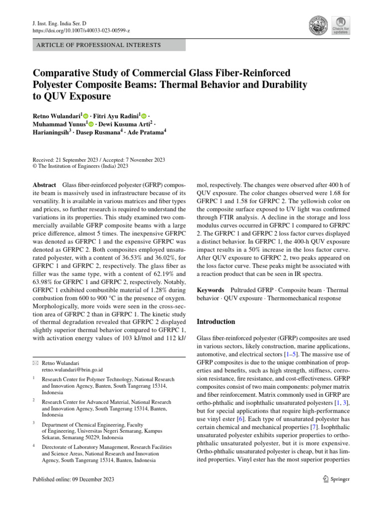 Comparative Study of Commercial Glass Fiber Reinforced Polyester ...