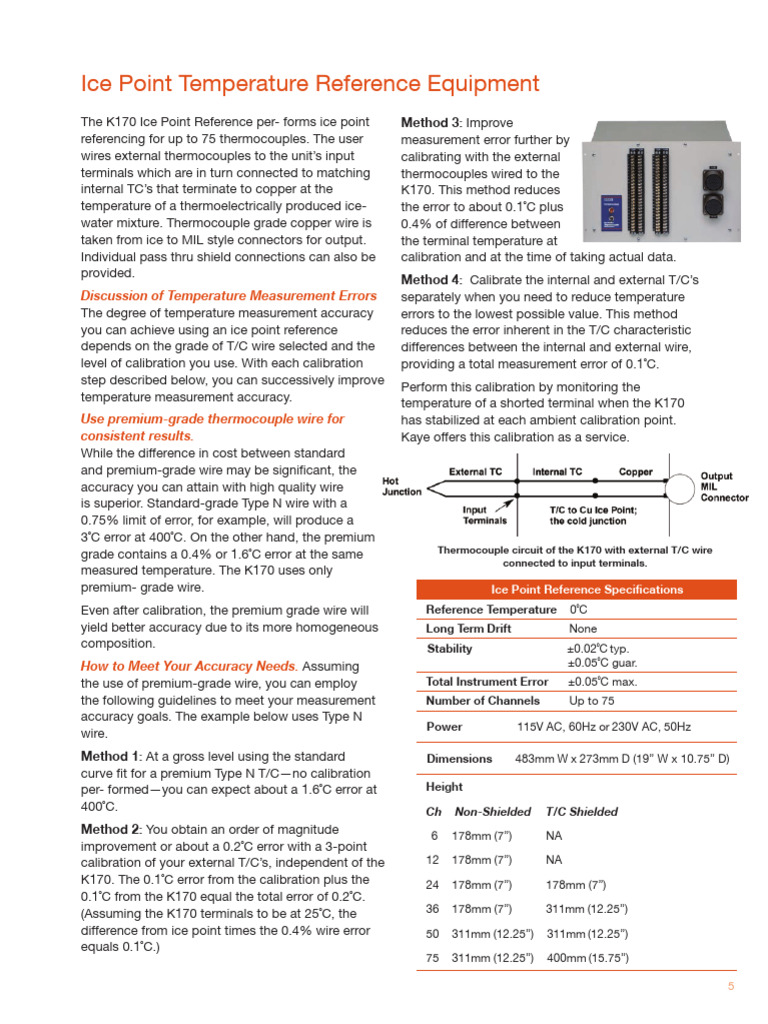 Kaye Ice Point Datasheet | PDF | Thermocouple | Calibration