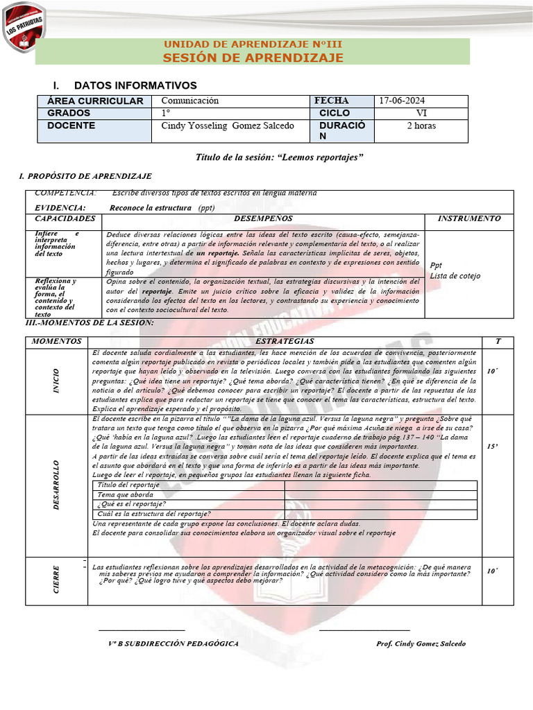 Sesión Reportaje 1 | PDF | Aprendizaje | Modificación de comportamiento