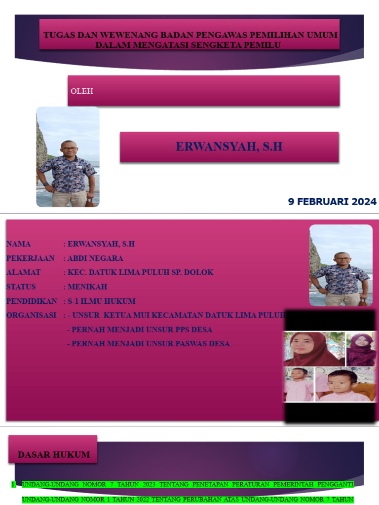 Erwansyah Materi Bawaslu | PDF