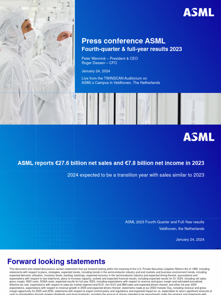 ASML 2023 Financial Results Overview | PDF | Dividend | Economies