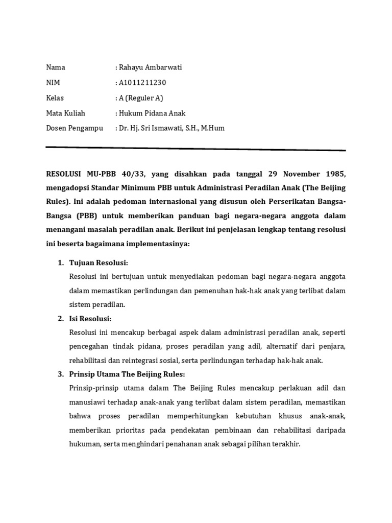 Hukum Pidana Anak | PDF