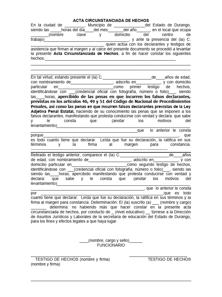 Modelo de Actas Juridicas 2024 | PDF | Testigo