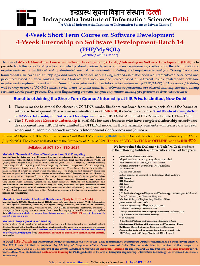 Flyer 2024 - Software Development Training | PDF | Php | Software Development