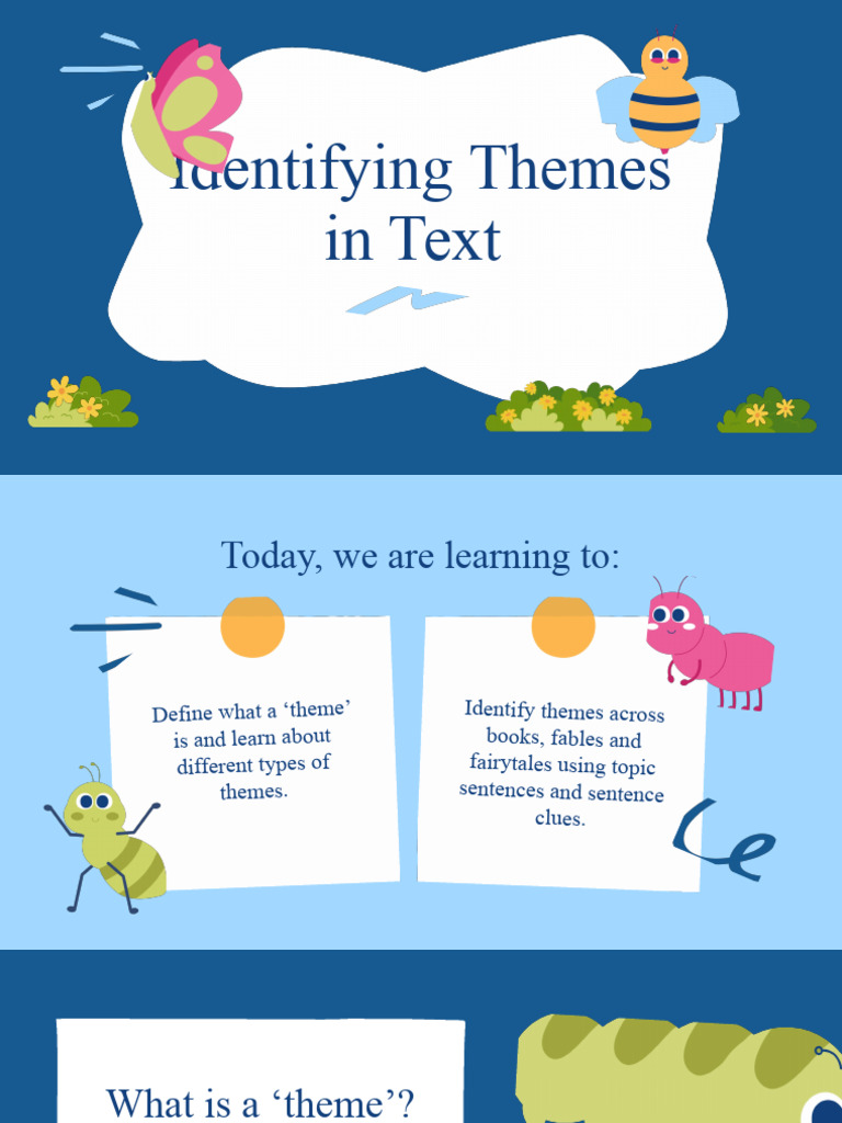 Identifying Themes in Text Education Presentation in Blue White ...