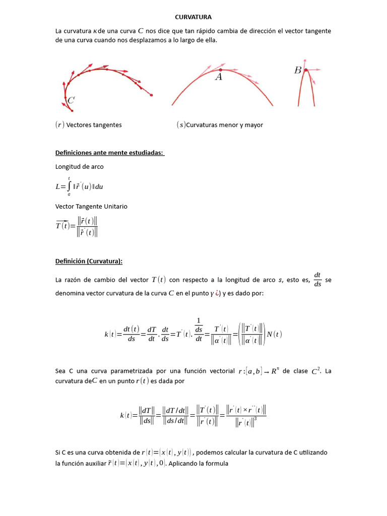 CURVATURA | PDF | Curva | Geometría algebraica