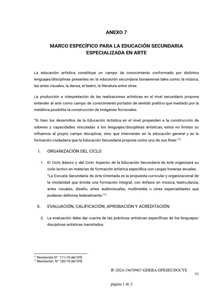 Anexo 7 - Marco Específico para La Educación Secundaria Especializada en Arte - If-2024-19670967 ...