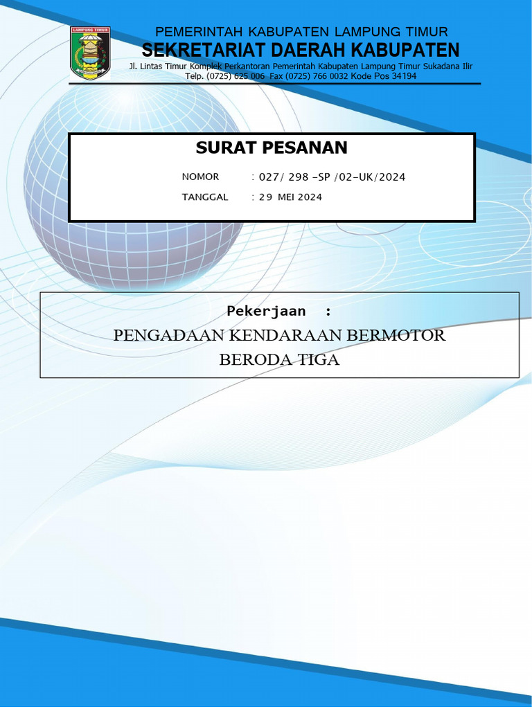 Surat Pesanan Motor Viar | PDF