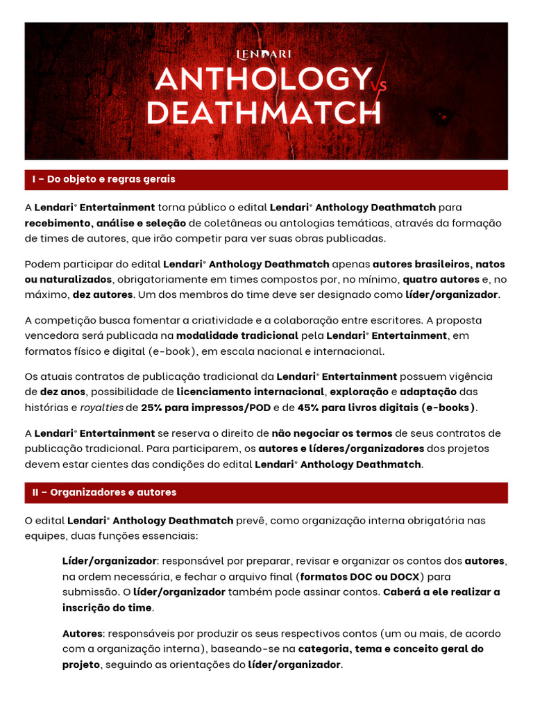 Lendari® Anthology Deathmatch 2024 | PDF | Fantasia