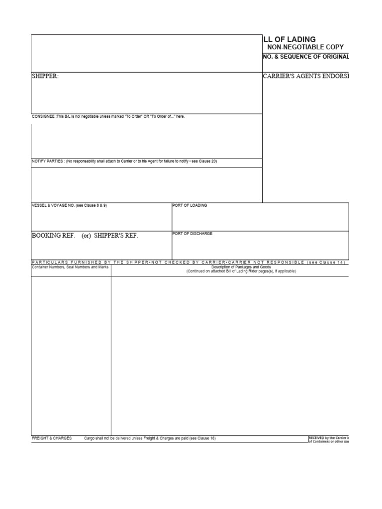 Formato BL | PDF | Bill Of Lading | Consumer Goods