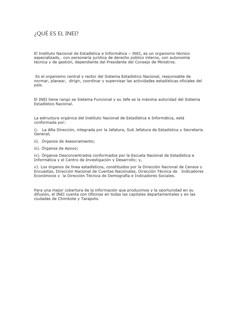 Qué Es El Inei | PDF