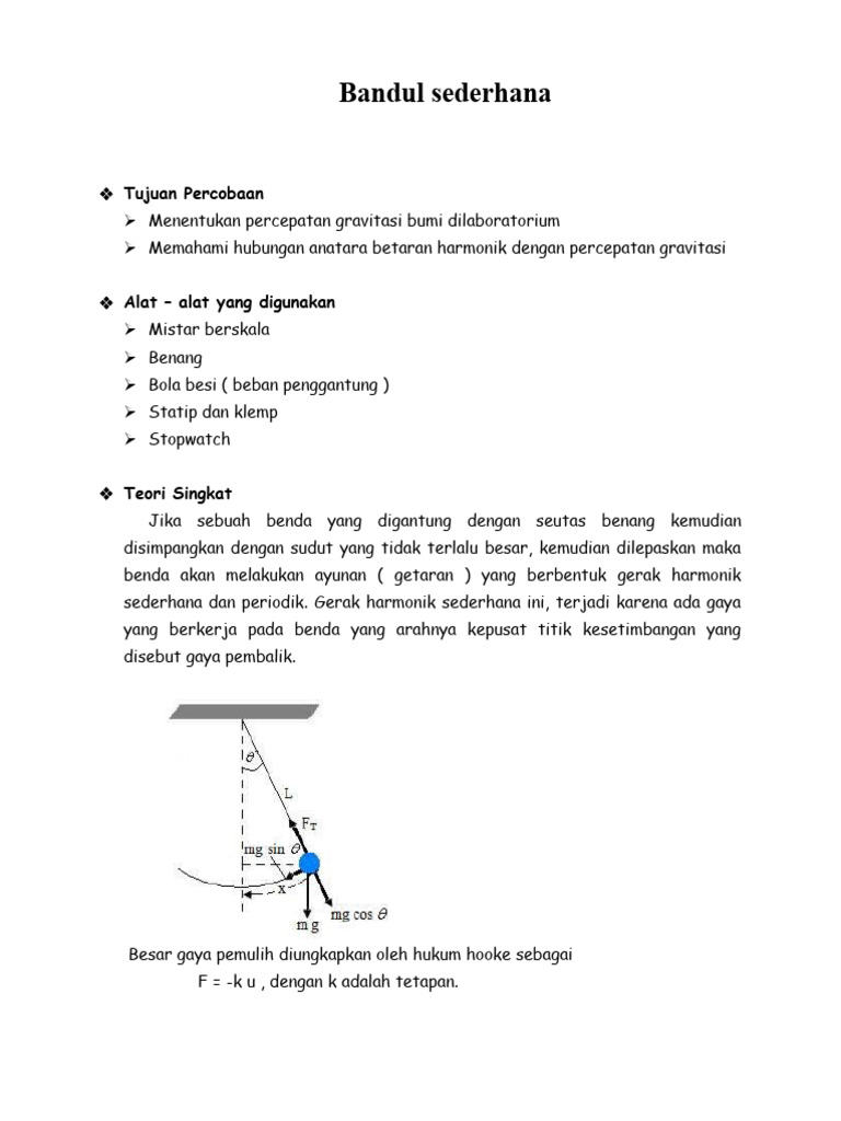 Percobaan Bandul Sederhana: Gravitasi | PDF | Sains & Matematika