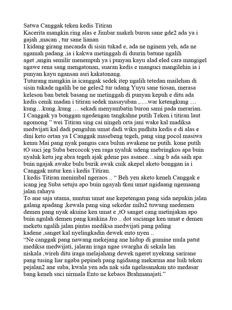 Satwa Canggak Teken Kedis Titiran | PDF