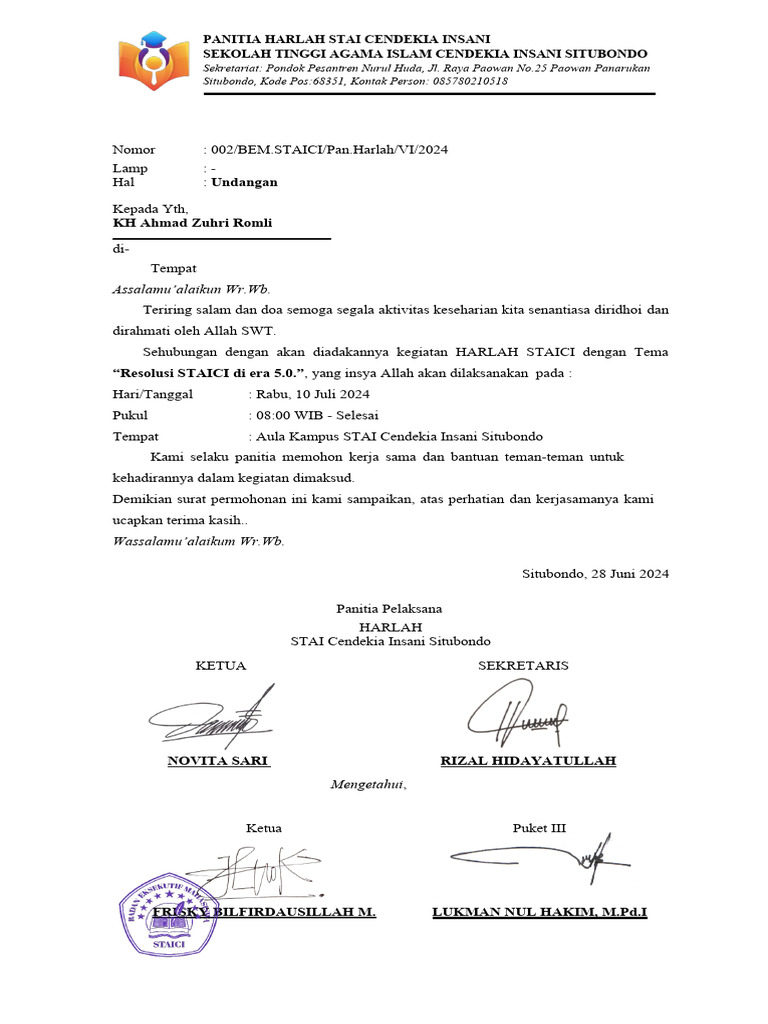 Undangan HARLAH STAICI | PDF