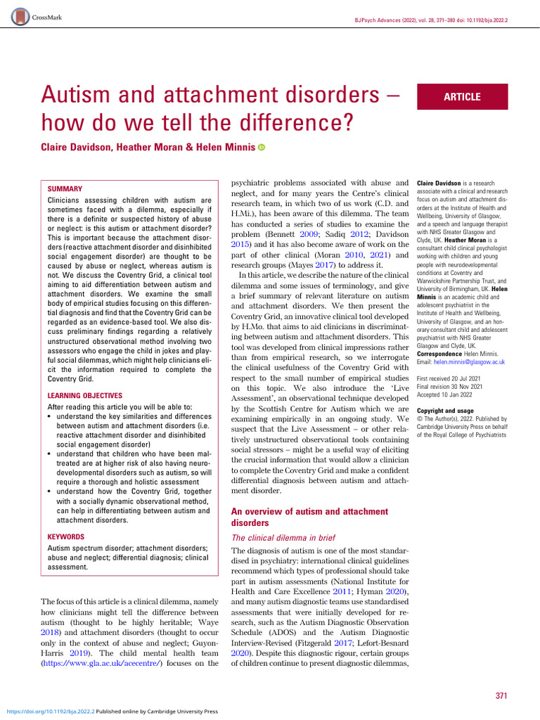 Autism and Attachment Disorders How Do We Tell The Difference | PDF ...