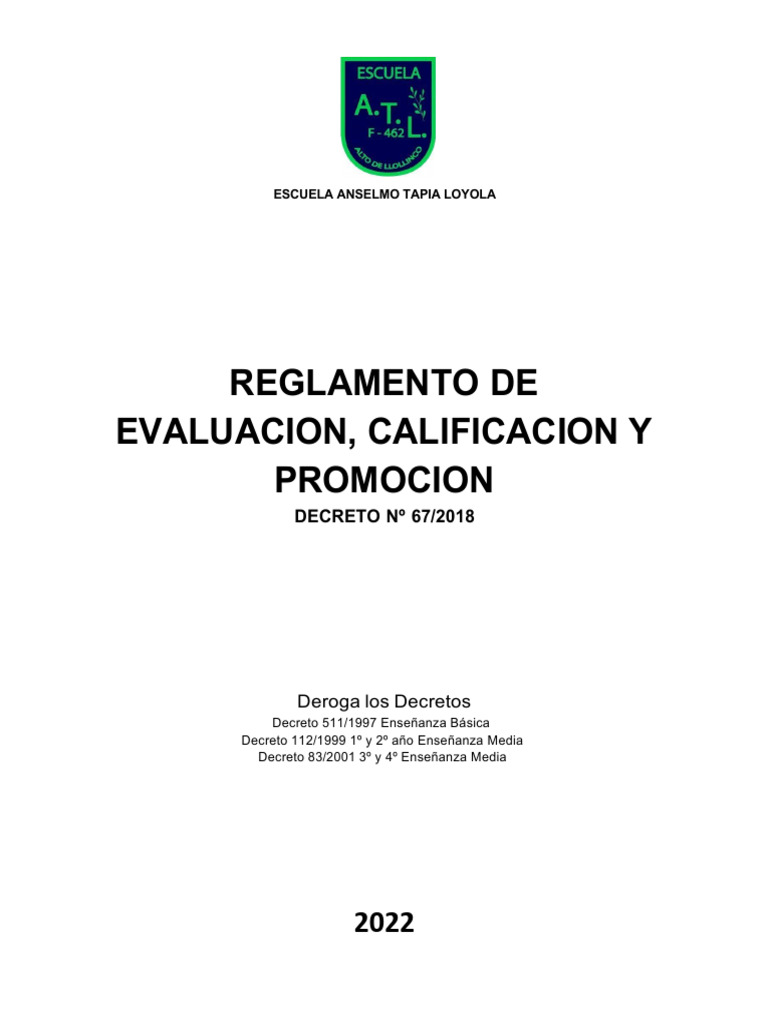 Reglamento de Evaluacion 3352 | PDF | Evaluación | Maestros
