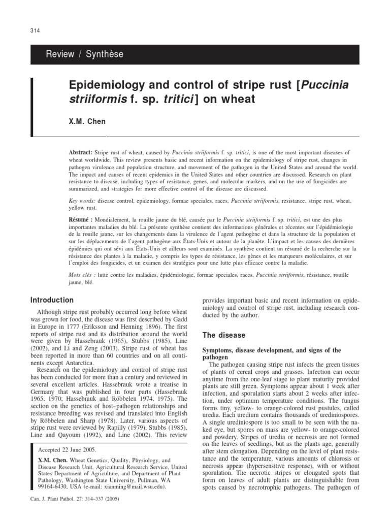 Control of Stripe Rust | PDF | Plants | Epidemiology