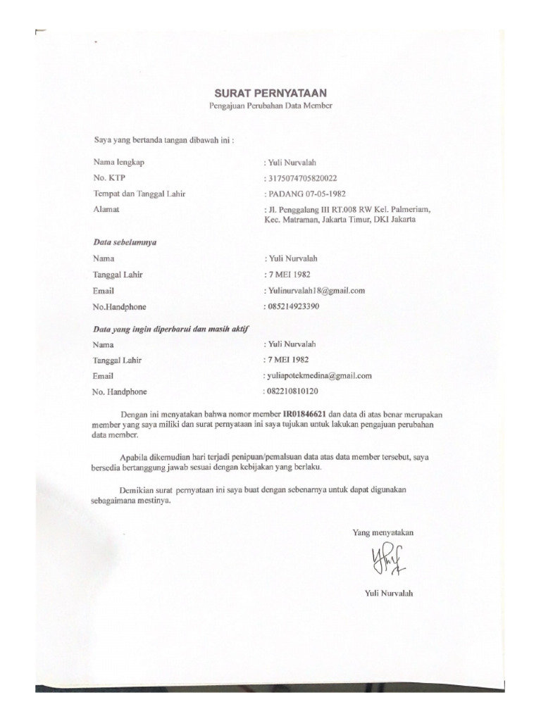 Surat Pernyataan Informa | PDF