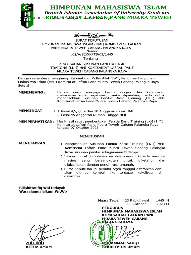 SK Panitia LK1 2023 | PDF