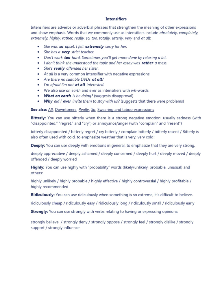 Intensifiers 6 | PDF | Self-Improvement