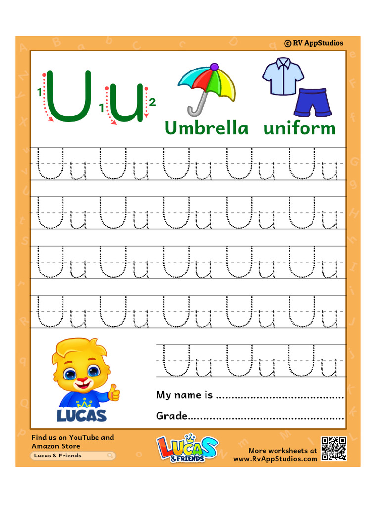 264 Free Printable Worksheets For Kids Alphabet Letter Uu Tracing | PDF