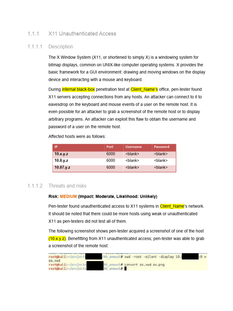 X11 Unauthenticated Access v.0.2 | PDF | Password | Vulnerability ...